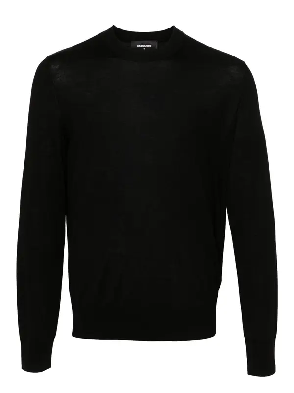 Dsquared2 Logo-embroidered Virgin Wool Jumper - Black