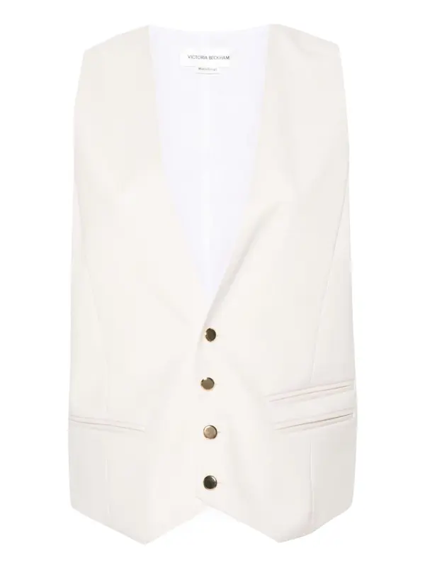 Victoria Beckham V-neck Buttoned Waistcoat - Neutrals