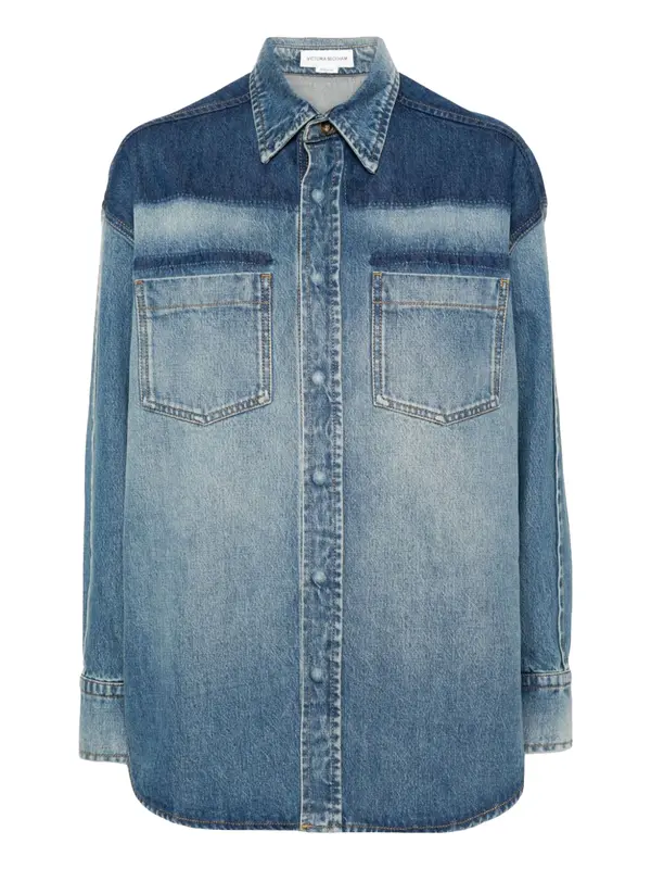 Victoria Beckham Classic-collar Denim Shirt - Blue