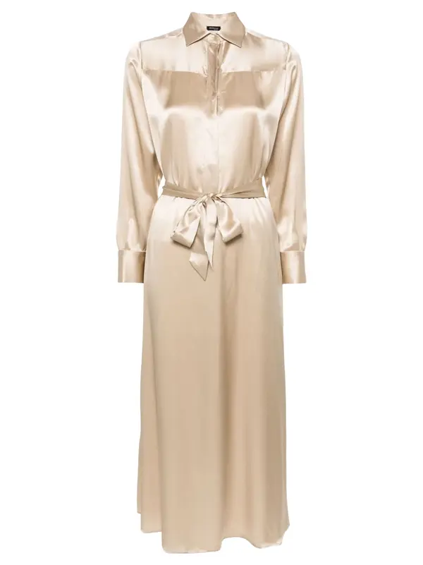 Kiton Classic-collar Silk Shirt Dress - Neutrals