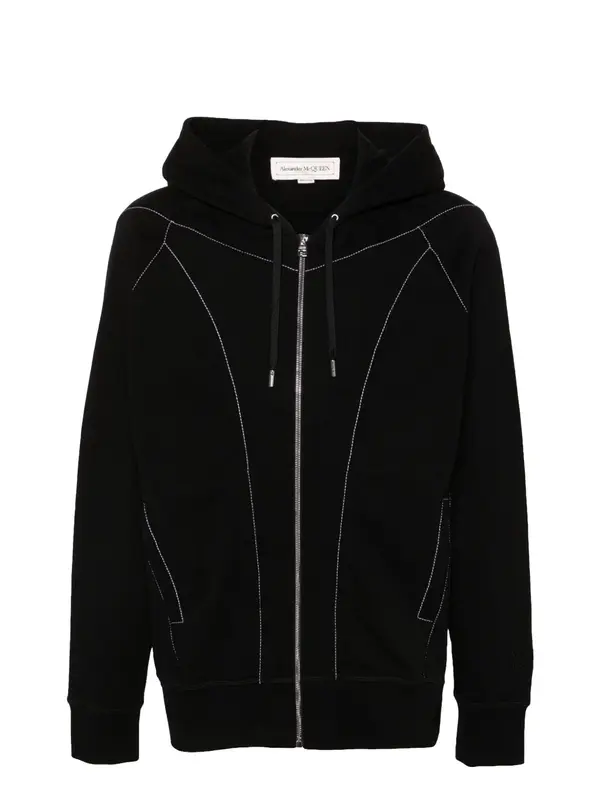Alexander McQueen Contrast-stitching Hooded Jacket - Black