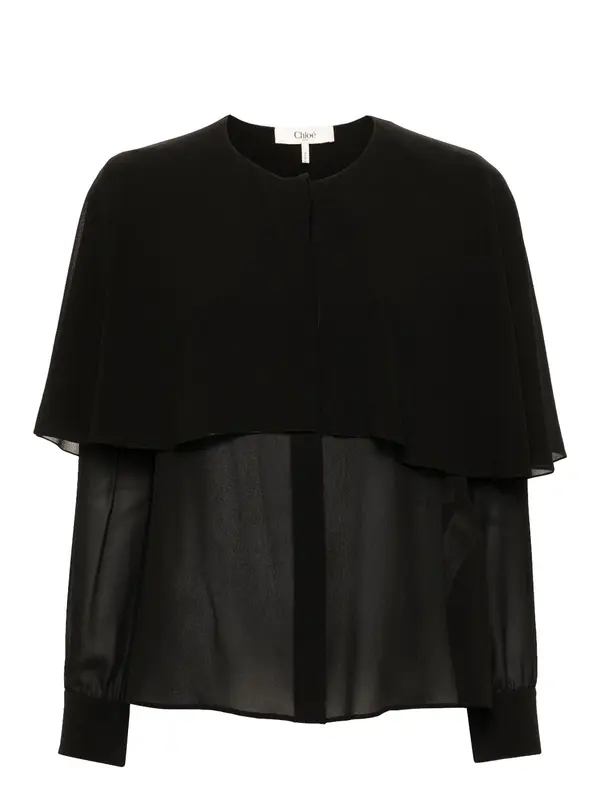 Chloé Cape-attachment Silk Shirt - Black
