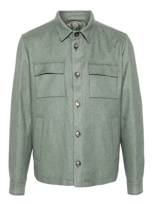 Herno Button-up Brushed Shirt Jacket - Green