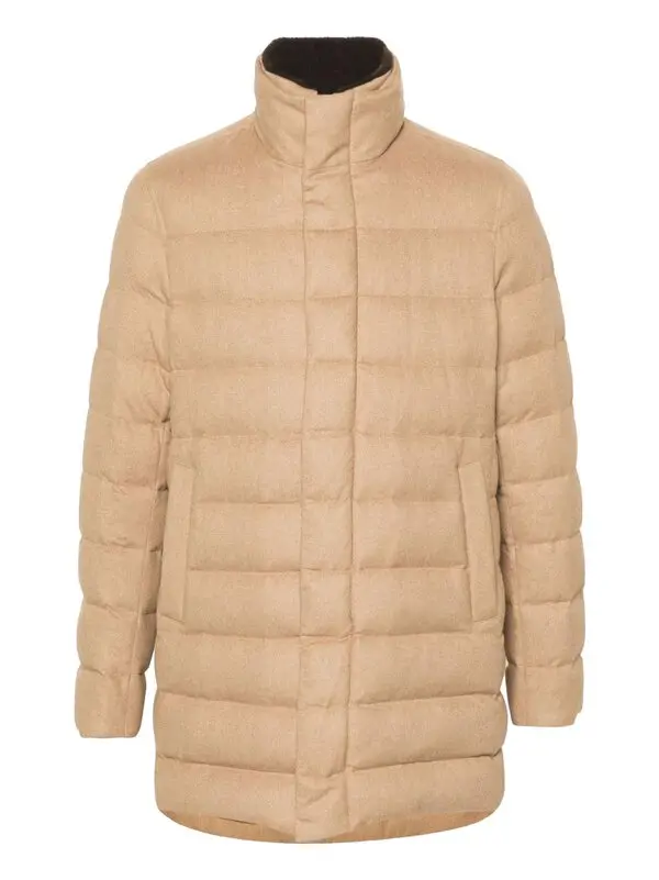 Herno High-neck Zip-up Quilted Coat - Neutrals