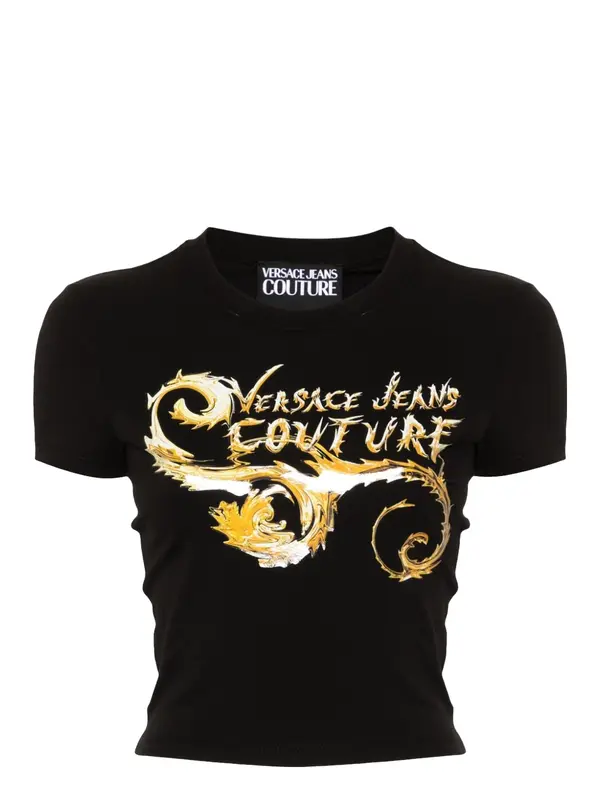Versace Chromo Cropped T-shirt - Black
