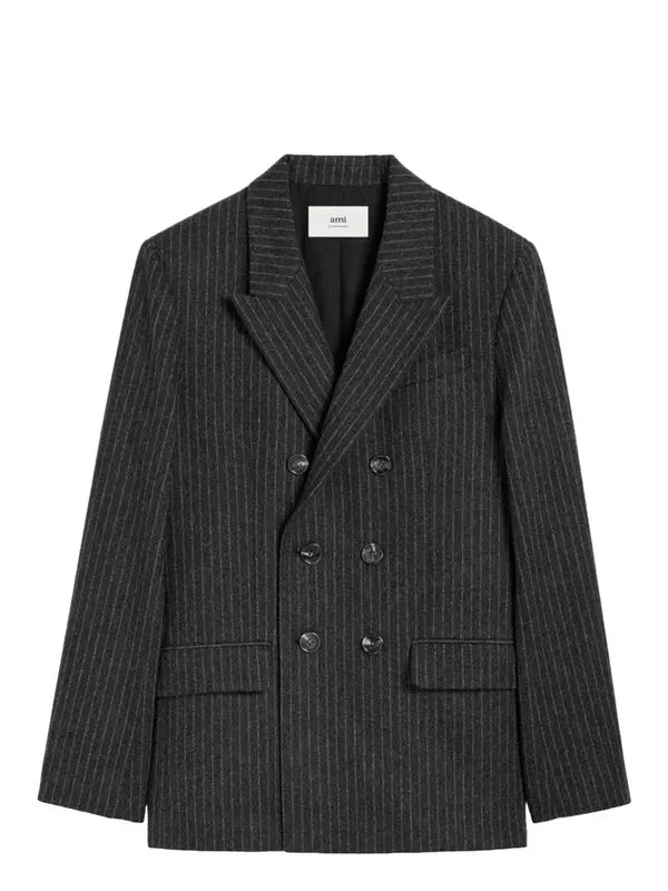 Ami Double-breasted Wool Blazer - Grey
