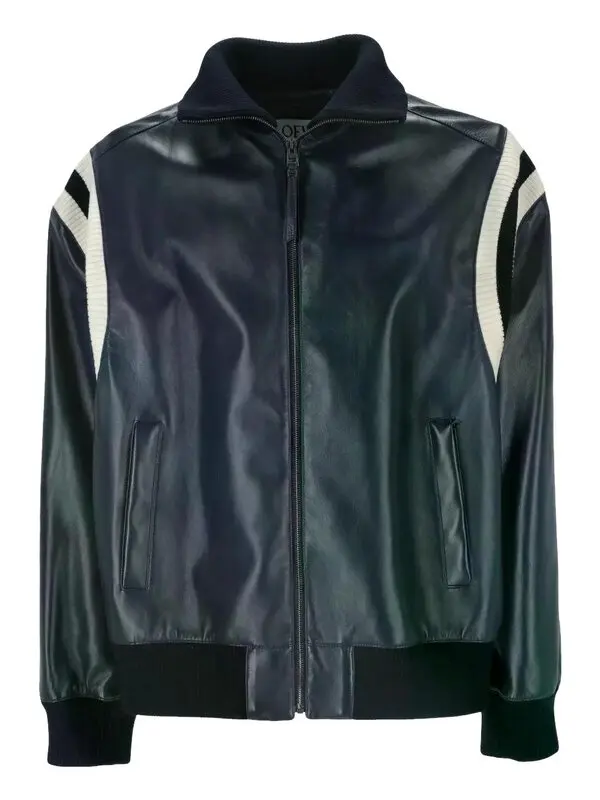 Loewe Panelled Leather Jacket - Blue