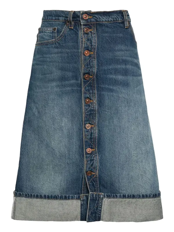 Victoria Beckham Mid-rise Denim Midi Skirt - Blue