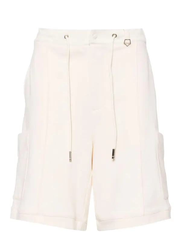 SONGZIO Patchwork Drawstring Shorts - Neutrals