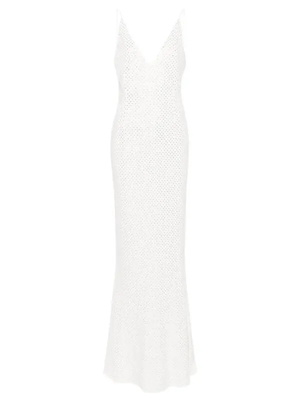 Alessandra Rich Crystal Embellished Sleeveless Dress - White