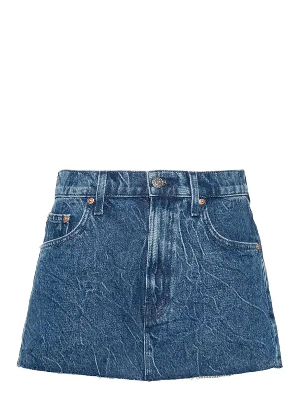 MOTHER The Fun Dip Micro Cut Denim Miniskirt - Blue