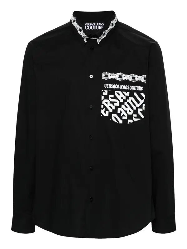 Versace Logo-print Cotton Shirt - Black