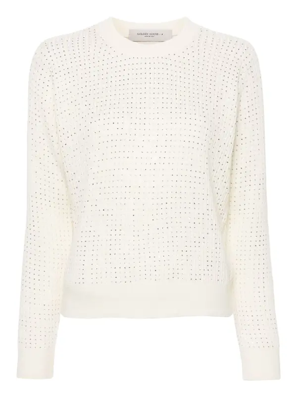 GOLDEN GOOSE Crystal Embellished Jumper - White