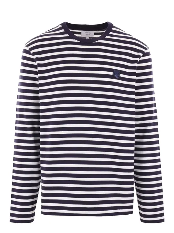 Maison Kitsuné Logo-patch Striped Jumper - Blue