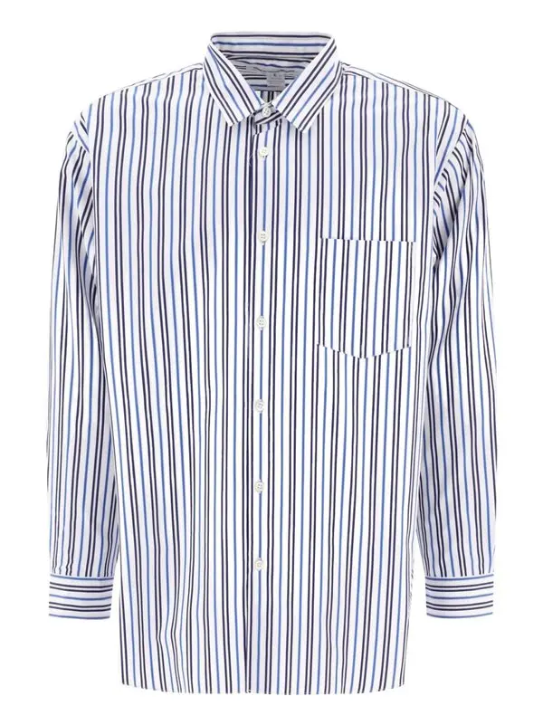 Play Comme Des Garcon Striped Cotton Shirt - Blue
