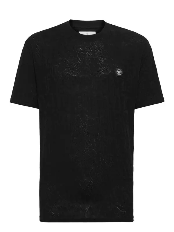 Philipp Plein Monogram-pattern Cotton T-shirt - Black