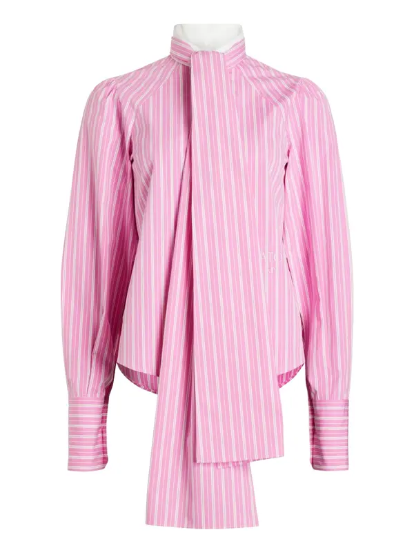 Patou Lavallière Striped Blouse - Pink