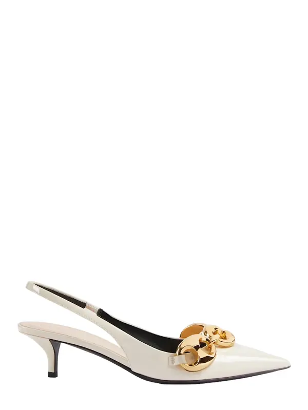 Gucci Slingback With Marina Chain - White