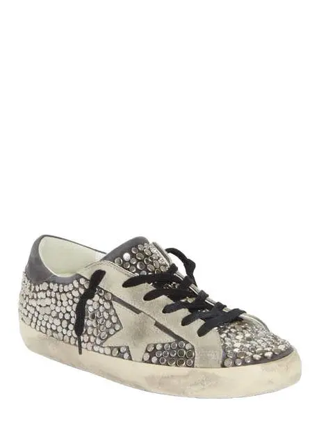 GOLDEN GOOSE Super-star Low Top Sneakers - Beige/silver