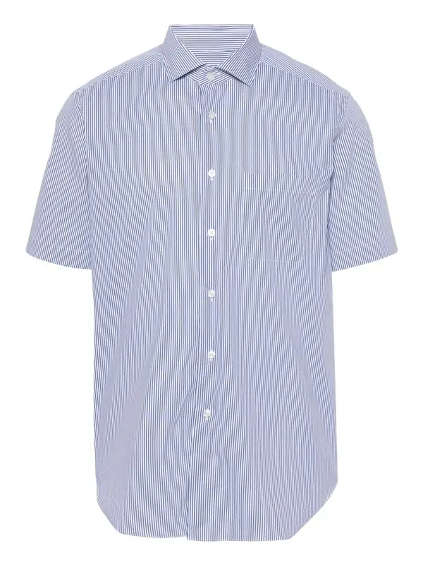XACUS Short-sleeve Striped Shirt - Blue