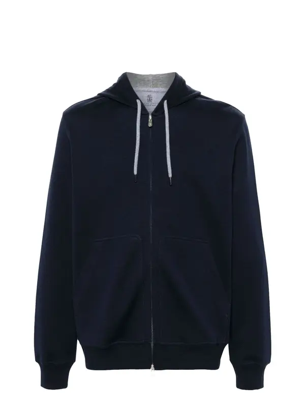 Brunello Cucinelli Zip-up Jersey Hoodie - Blue