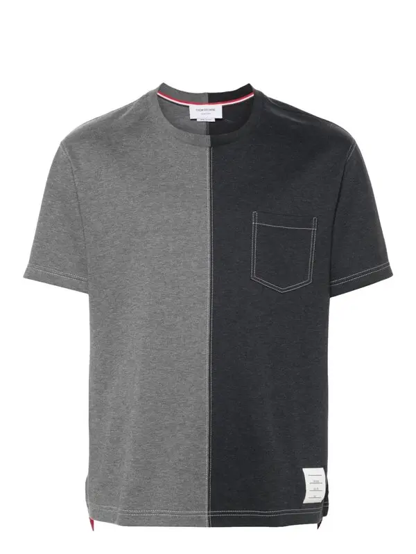 Thom Browne Two-tone Cotton T-shirt - Grey