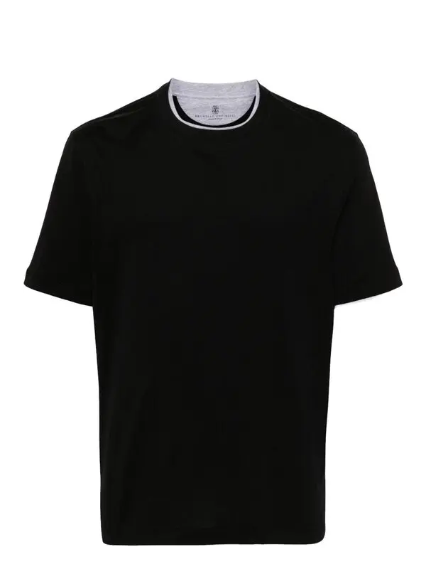Brunello Cucinelli Layered Cotton T-shirt - Black