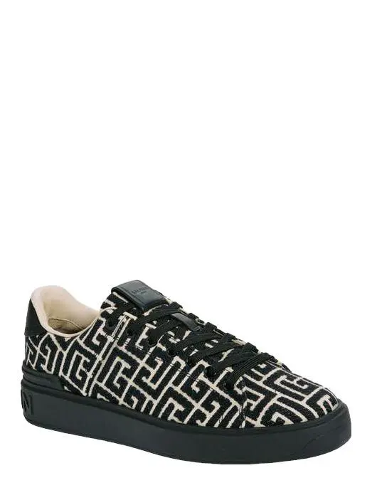 Balmain B-court Monogram Low-top Sneakers - Black/ivory