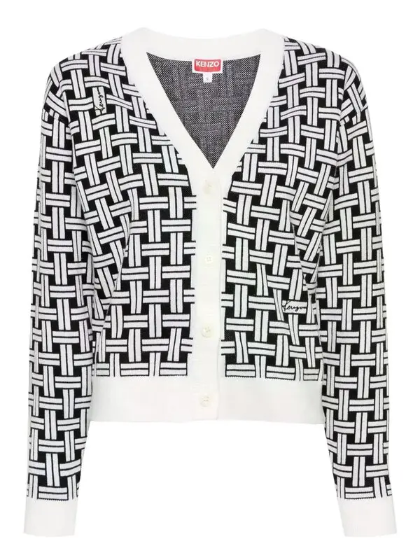 Kenzo Patterned Jacquard Cardigan - White
