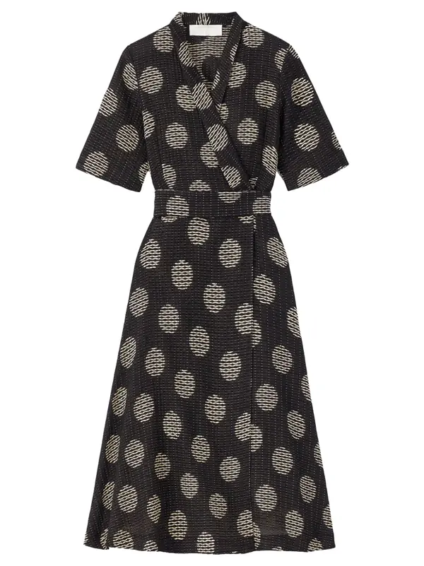DESTREE Lee Polka-dot Midi Dress - Black