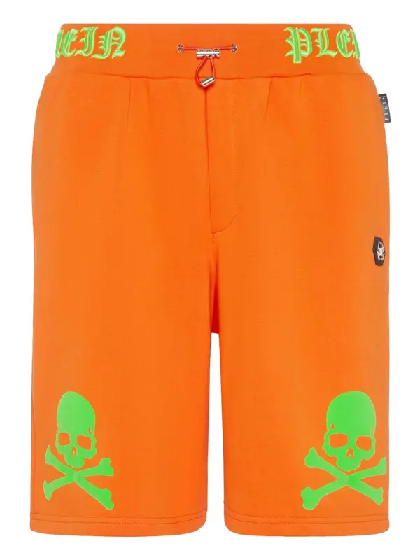 Philipp Plein Skull And Bones Logo-embroidered Shorts - Orange