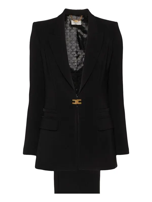Elisabetta Franchi Logo-plaque Crepe Suit - Black