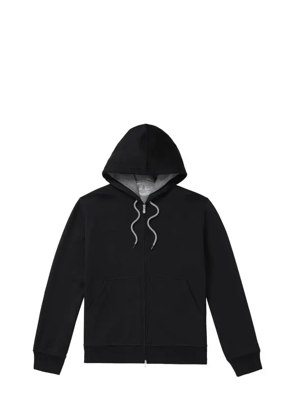 Brunello Cucinelli Cotton-blend Jersey Zip-up Hoodie - Black