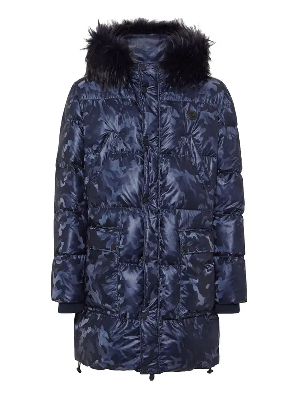 Philipp Plein Camouflage-print Padded Parka Coat - Blue