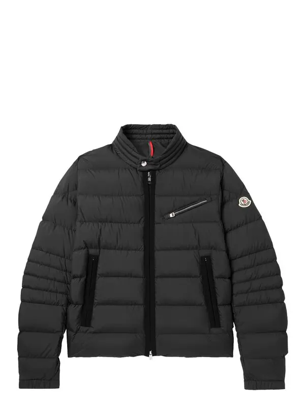 Moncler Grosgrain-trimmed Logo-appliquéd Quilted Shell Down Jacket - Black