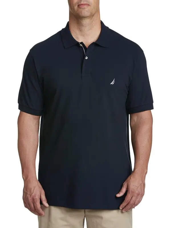 NAUTICA Big & Tall Stretch Piqué Polo Shirt - Navy