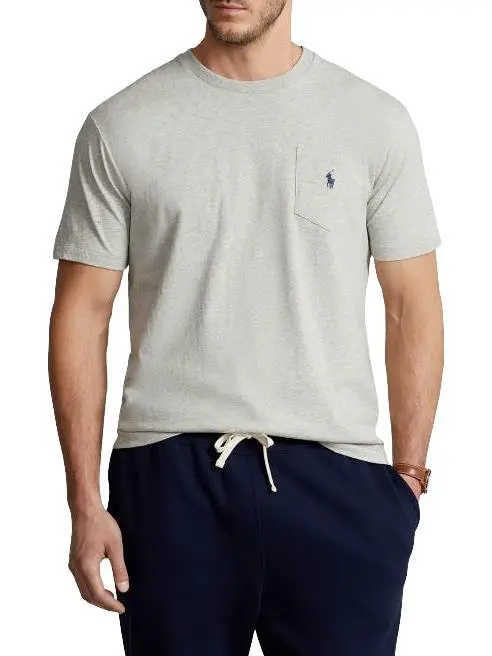 Polo Ralph Lauren Big & Tall Classic Fit Jersey Crewneck Pocket Tee - Grey