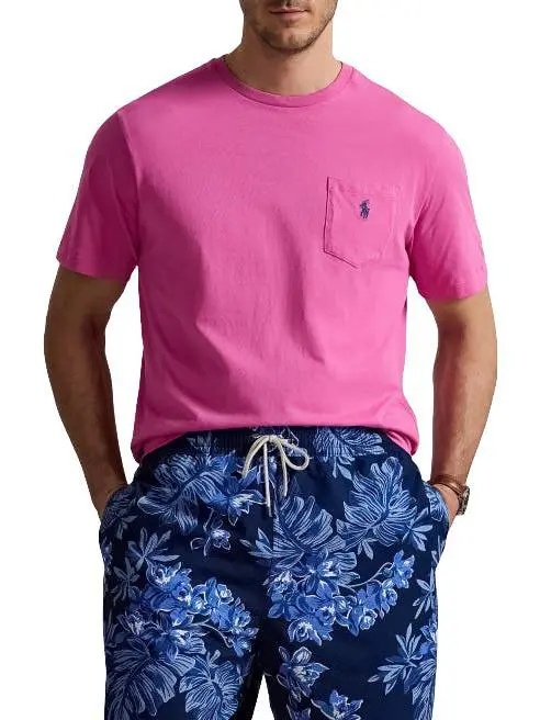 Polo Ralph Lauren Big & Tall Classic Fit Jersey Crewneck Pocket Tee - Peony Pink