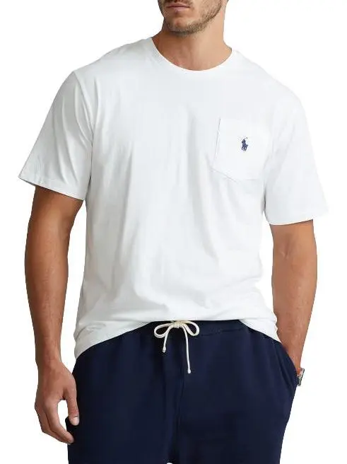 Polo Ralph Lauren Big & Tall Classic Fit Jersey Crewneck Pocket Tee - White