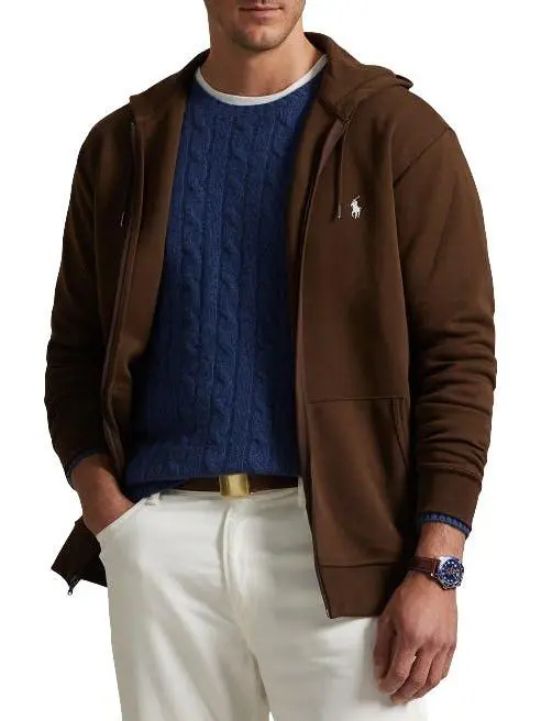 Polo Ralph Lauren Big & Tall Double-knit Full-zip Hoodie - Branch Brown