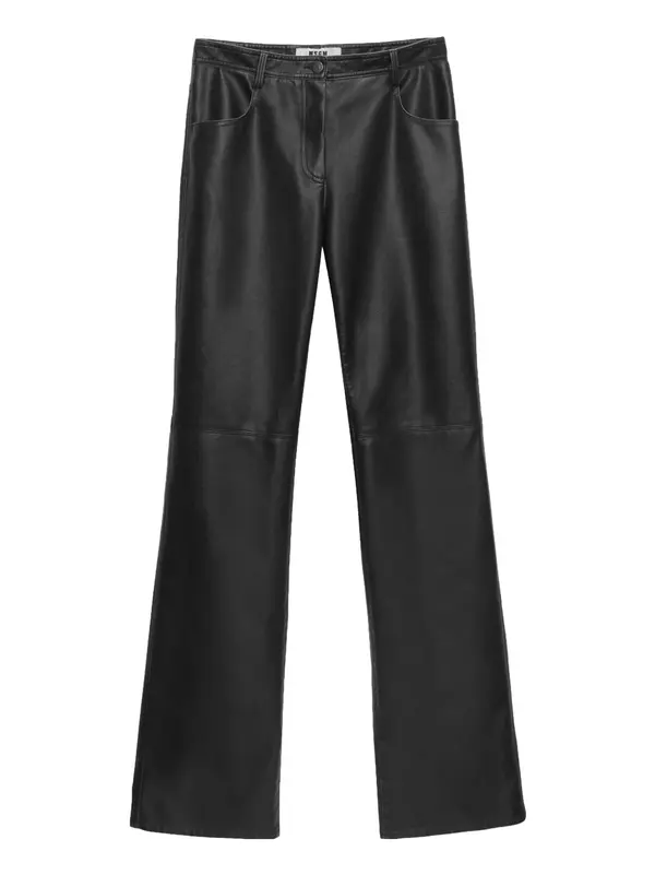 MSGM Straight-leg Leather Trousers - Black