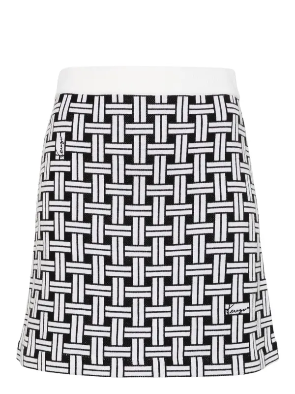 Kenzo Patterned Jacquard Mini Skirt - White