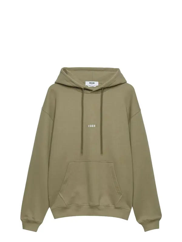 MSGM Slogan-print Drawstring Hoodie - Green