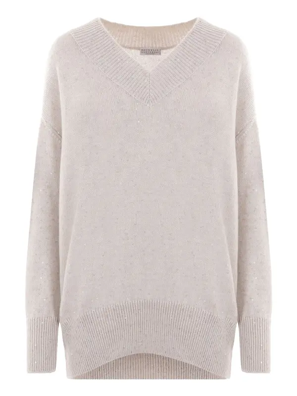 Brunello Cucinelli Long-sleeve V-neck Jumper - Neutrals