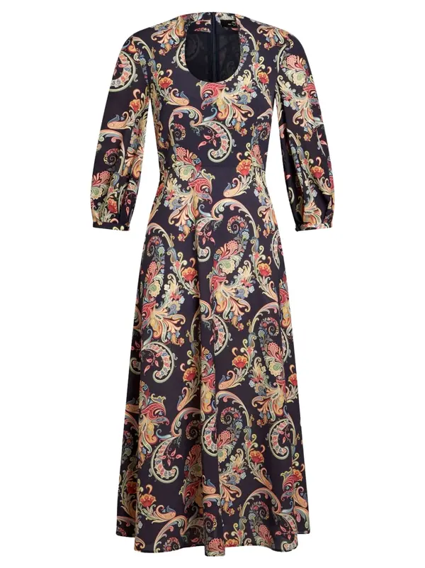 Etro Paisley-print Midi Dress - Blue