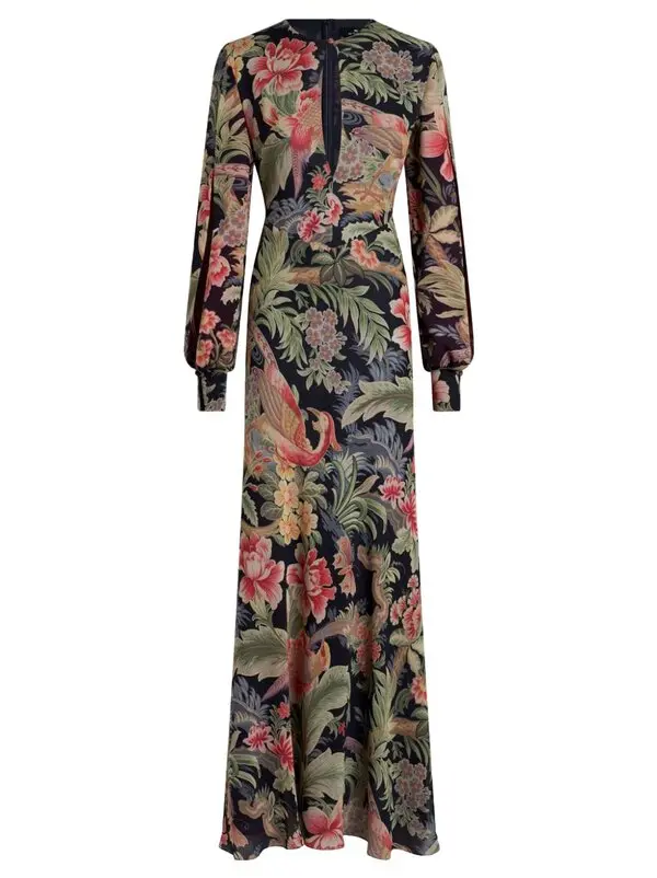 Etro Floral-print Silk Maxi Dress - Black