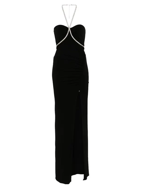 NISSA Crystal-embellished Maxi Dress - Black
