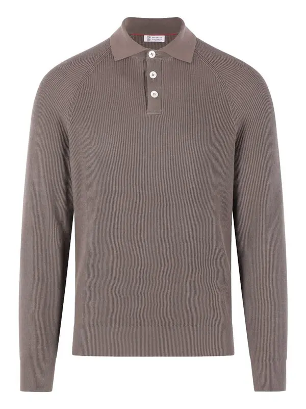 Brunello Cucinelli Polo Sweater - Hazelnut+panama
