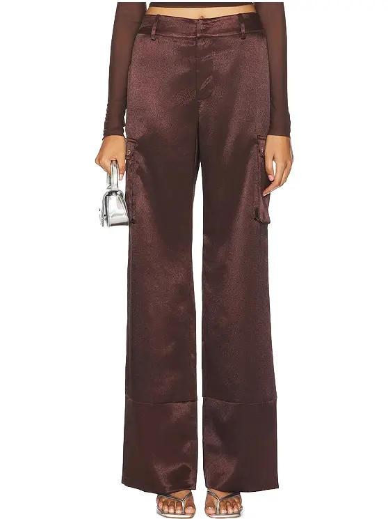 SEROYA Galia Satin Cargo Pant - Coconut
