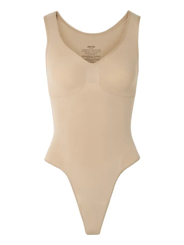 SKIMS Seamless Sculpt Scoop Neck Thong Bodysuit - Neutrals
